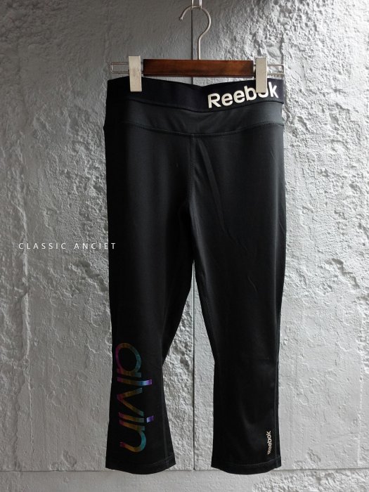 CA 英國運動品牌 Reebok 黑色 緊身 瑜珈褲 彈性七分褲 M號 一元起標無底價E166 | Yahoo拍賣
