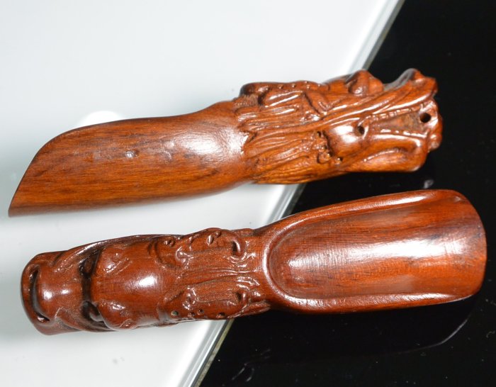 [天地居] 木製龍首茶則 茶具 一對合拍 ~1101~ | Yahoo拍賣