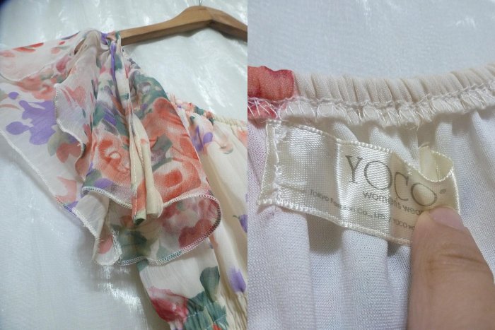 JO I BUY 韓 39元起標隨便賣 熱銷網牌YOCO迷人鎖骨可拉一字領魅力開叉垂墜袖美感花卉仙仙飄逸雪紡長洋裝 | Yahoo拍賣