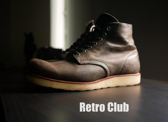 Retro CLUB【一元起標】【二手】美國品牌 Red Wing 8190 美製 瘋馬皮皮革 炭灰色 圓頭 美式工作靴 F25438 ...