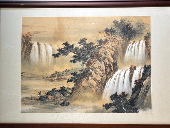 台北城_ 黃君璧 (渡海三家之一) 畫款 61x83 山水框幅【秋溪垂釣圖】水墨紙本 框TC13_ 200無底起！ | Yahoo拍賣