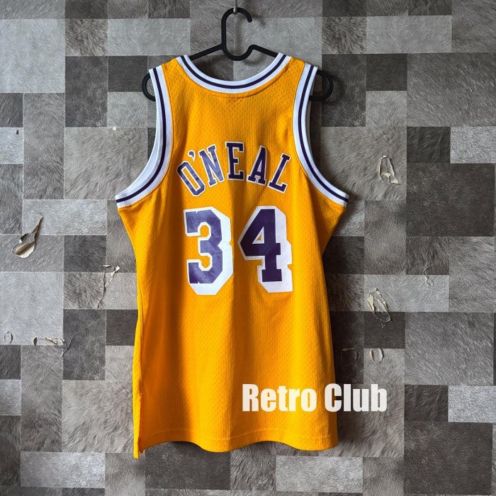 Retro CLUB【一元起標】【二手】Mitchell & Ness NBA LAKERS 湖人隊 O'Neal #34 金色 復古球衣 C25730 | Yahoo拍賣