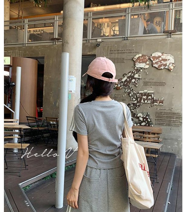 Hello V 韓國款 超可愛蝴蝶結刺繡短T+長裙套裝組*花灰深藍*【Y0614-49】 | Yahoo拍賣