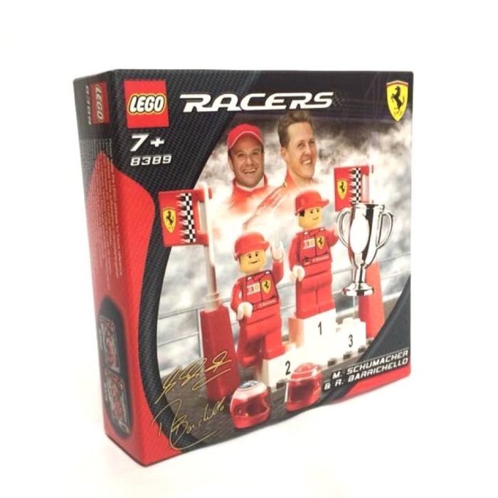 LEGO RACERS FERRARI SET #8389 MICHAEL SCHUMACHER & RUBENS BARRICHELLO ...