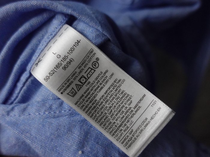 CA 美國休閒品牌 GAP 淺藍 寬版 棉麻混紡 長袖襯衫 L號 一元起標無底價C94 | Yahoo拍賣