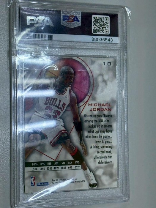 Michael Jordan 1995 Skybox E-XL Blue 藍框平行卡 PSA8 | Yahoo拍賣