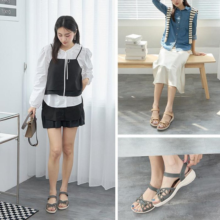 優雅蕾絲感鏤空輕量化真皮氣墊涼鞋【QTQ23】AppleNana | Yahoo拍賣