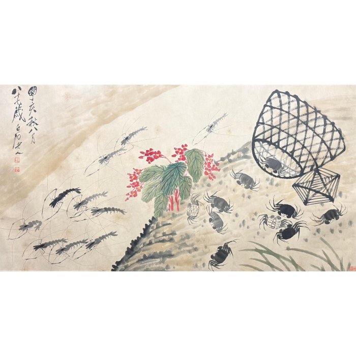 齊白石｜蝦蟹一籮筐（巨幅）｜紙本鏡片｜LSB-10429-PBAJ『宣和書畫』歲末特拍 只有這一檔 | Yahoo拍賣