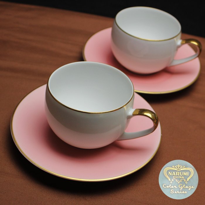 【桑園の】日本 NARUMI 鳴海 精緻簡約 粉白燙金 咖啡杯盤組 拿鐵杯 Q 7259 | Yahoo拍賣