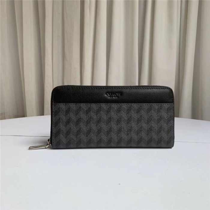 北美精品代購 COACH 29275 熱賣新款 PVC拼牛皮 男士長夾 長款錢夾 手拿包 拉鏈錢包 12個卡位 附購證 | Yahoo拍賣