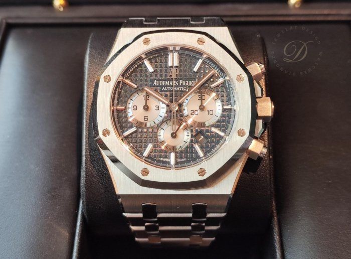 【低調的奢華】愛彼 AP 皇家橡樹 26331ST 藍色面盤 大錶徑41mm 自動上鍊 計時功能~原廠盒單 | Yahoo拍賣