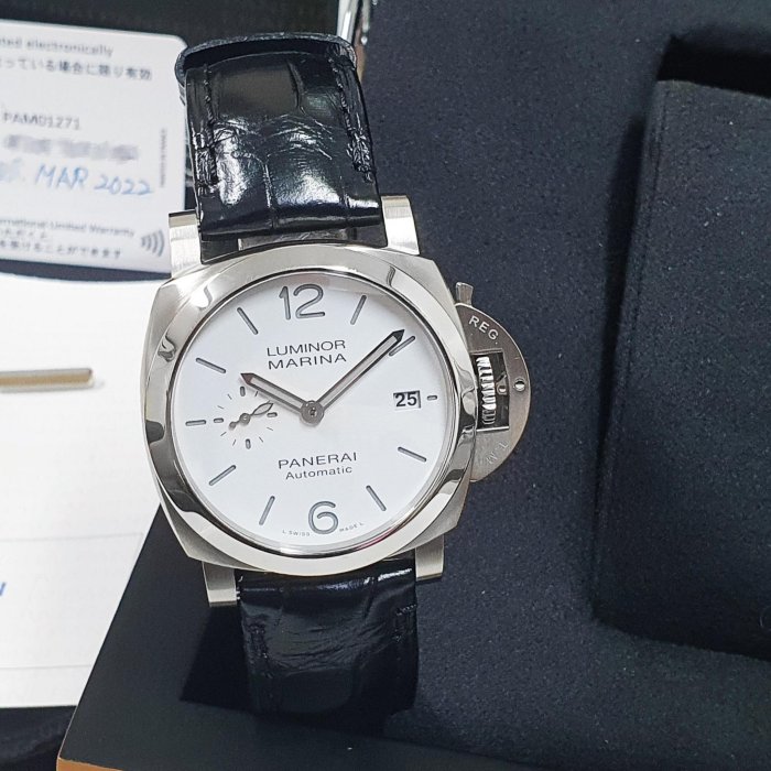 【大眾名錶】PANERAI 沛納海 LUMINOR系列 PAM01271 2022/03 經典三明治面盤 白面 大眾當舖B437 | Yahoo拍賣