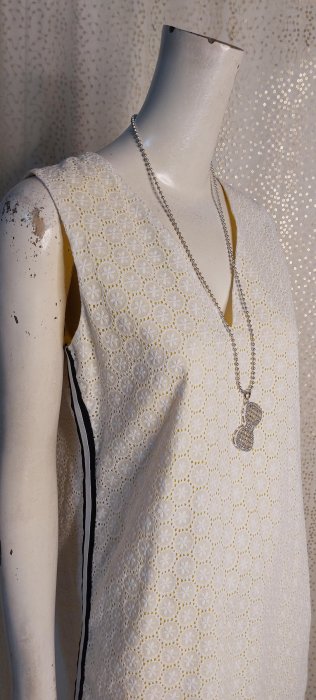 Af73義大利精品ANDREA TURCHI SRL刺繡花朵純棉白色鏤空連身裙洋裝42 | Yahoo拍賣