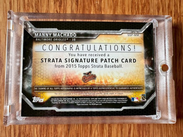 Topps Stata Manny Machado 超大Patch 卡面簽 限量25張 厚卡 送磁殼 | Yahoo拍賣