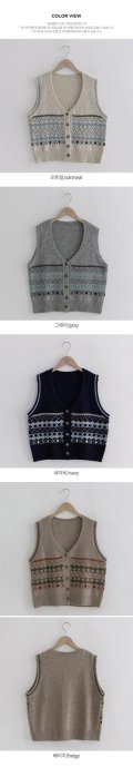 Bellee 正韓 北歐圖騰開扣針織衫背心 (4色)【1120-18】 | Yahoo拍賣