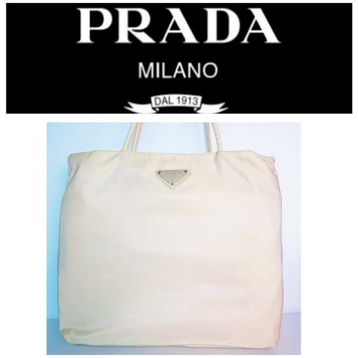 真品 PRADA 普拉達 三角鐵 尼龍 拉鍊 肩背包 側背包 電腦包 手提包 購物包 手提袋458 一元起標 有LV | Yahoo拍賣
