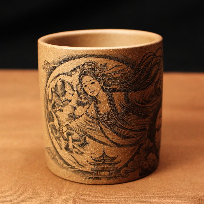 【桑園の】精美 紫砂杯 大型 嫦娥奔月 直筒 大湯吞 未使用美品 Q 7171 | Yahoo拍賣