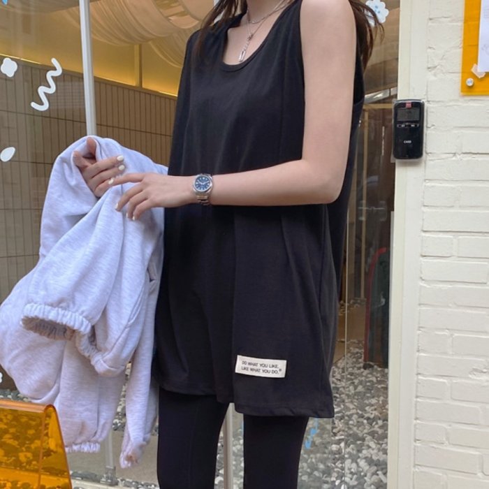 Bellee 正韓 下擺布標無袖棉質背心 (4色) 【0412-134】 | Yahoo拍賣