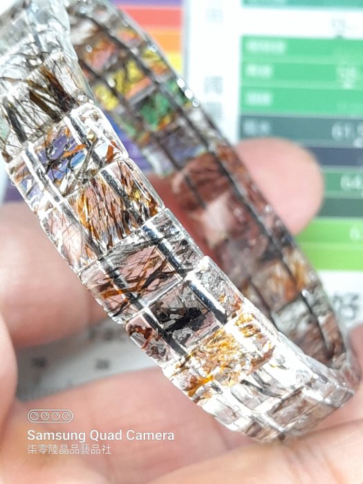 柒零陸晶品//天然5A級黑金超七水晶版寬11mm手串.手排(A121)重量:19g | Yahoo拍賣