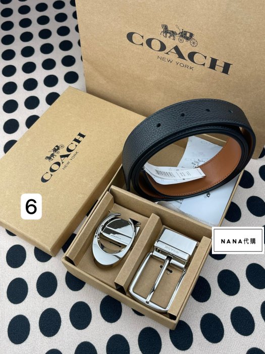 NaNa代購 Coach 91305 12027 六款雙扣頭禮盒皮帶 男士皮帶 雙面可用黑/駝色 附代購憑證 | Yahoo拍賣