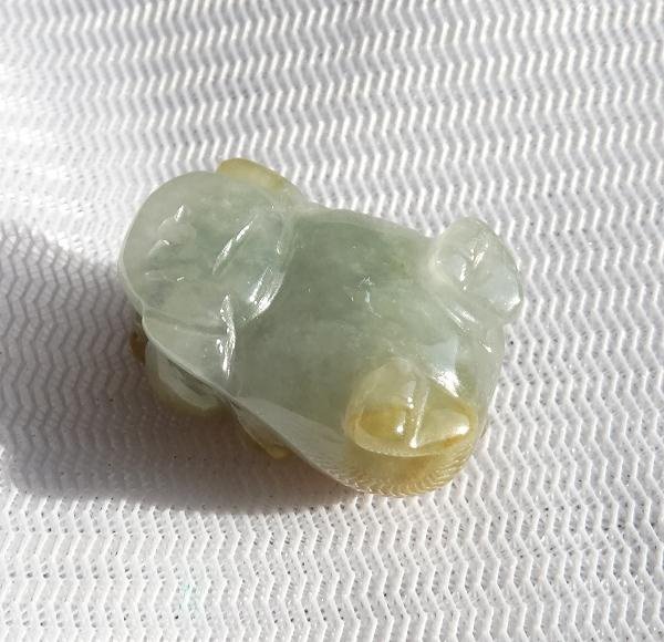 ＊頂園翡翠＊《老工冰糯化藍綠灑金翡翠「豬」緬甸玉雕墜》保證A貨 一元起標 | Yahoo拍賣