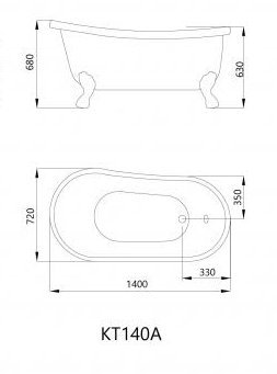 《振勝網》凱撒衛浴 壓克力浴缸 古典浴缸 KT140A | Yahoo拍賣