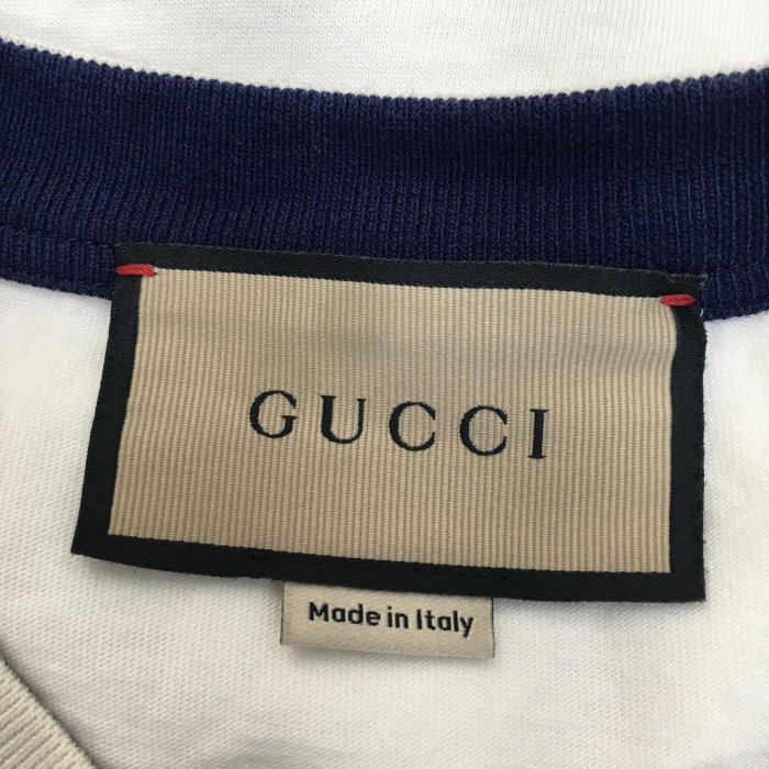 【愛莎＆嵐】GUCCI 女 米白色品牌圖繪純棉短袖上衣/XS 11406 12(限小綿換貨)490 | Yahoo拍賣