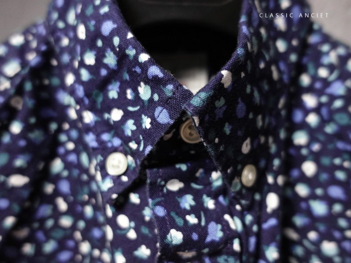 CA 美國休閒品牌 GAP 深藍底花紋 純棉 長袖襯衫 XXS號 一元標無底價D500 | Yahoo拍賣