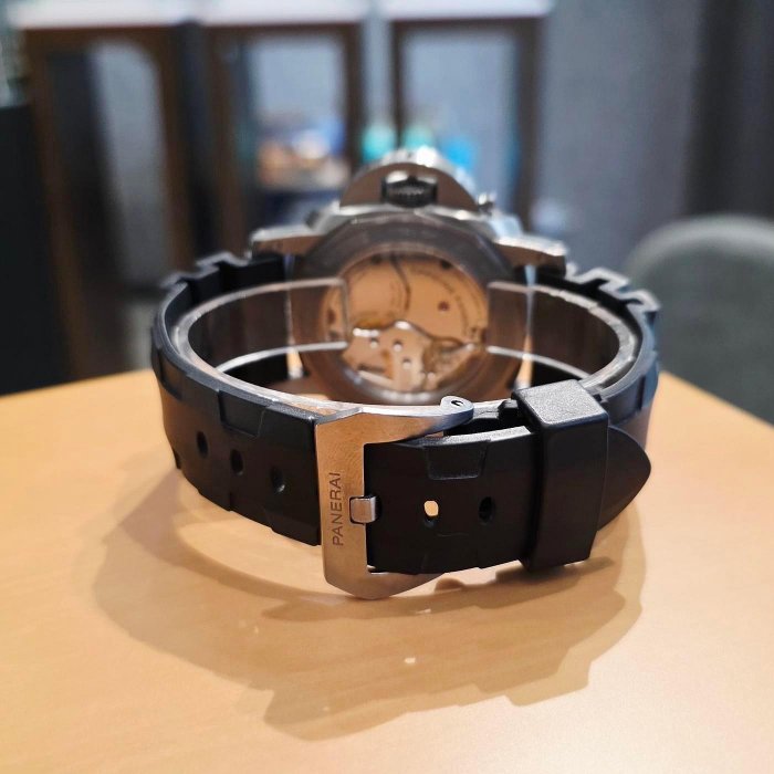 【個人藏錶】 PANERAI 沛納海 PAM670 放射藍面 鈦金屬材質 時間等式 原廠 P2002 8日手上鍊機芯 兩地時區 47mm ...