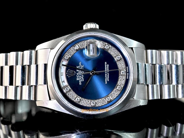 [現貨] ROLEX 勞力士 18206 Day Date 原裝藍色多層鑽面 中文星期,日期顯示 PT950鉑金材質 36mm LRK990 ...