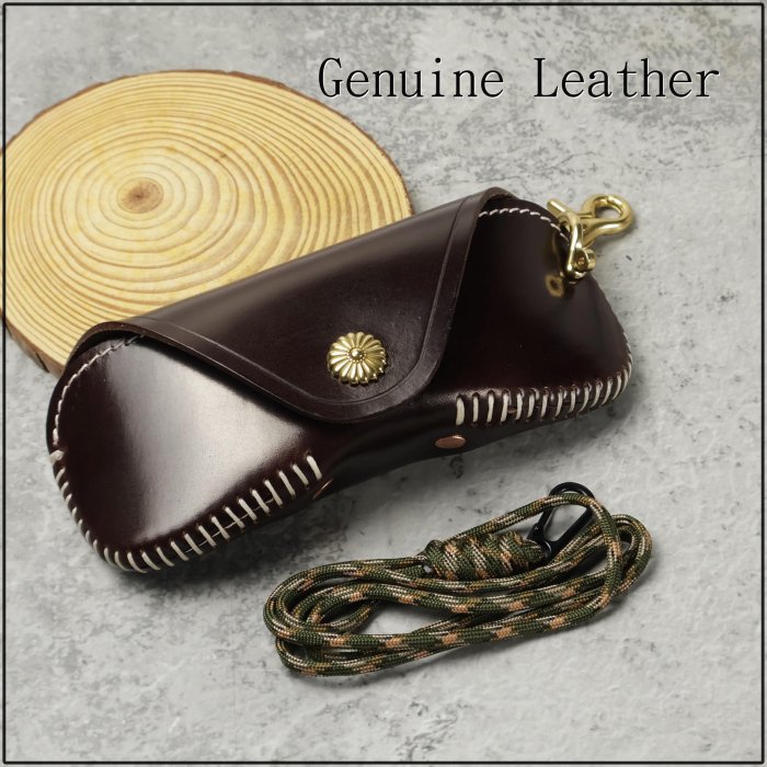 【桑園の】未使用庫存品 手工植鞣 頭層牛皮 摩卡棕 抗壓耐摔 硬殼 眼鏡盒 收納盒 T 6354 | Yahoo拍賣