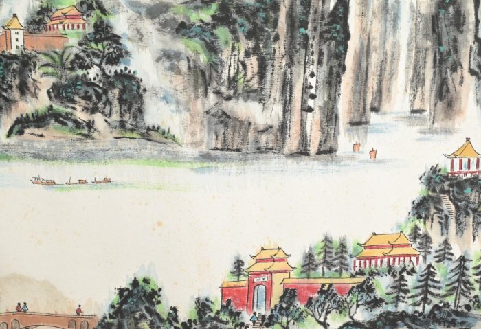 《玖隆蕭松和 挖寶網XK》託拍 秀蘆 長江三峽 水墨絹本(02059X) | Yahoo拍賣