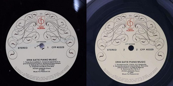 英版古典-EMI/CFP 40329/薩提:三首吉諾佩迪,2首官僚奏鳴曲,帕薩卡利亞,第2號前曲,夜曲,等/勞森,鋼琴 | Yahoo拍賣
