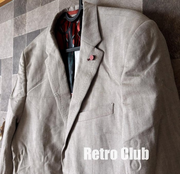 Retro CLUB【一元起標】【全新】英國品牌 Ted Baker Linen Herringbone Jacket 灰色 亞麻 西裝外套 J251043 | Yahoo拍賣