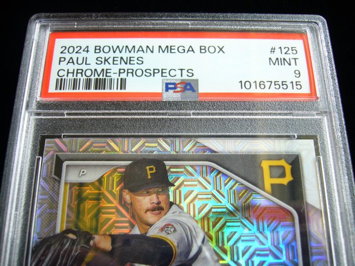Paul Skenes漂亮新人年金屬格子平行亮面鑑定卡 2024 Bowman Chrome Mega Box Prospects ...