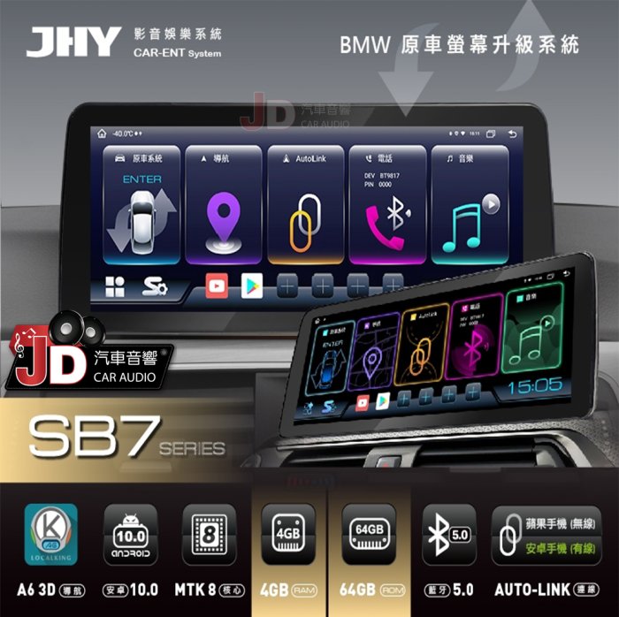 【JD汽車音響】JHY SB9 BMW 12.3吋原車換屏專用安卓主機 8G+128G支援環景系統(鏡頭選配)另有SB7 | Yahoo拍賣