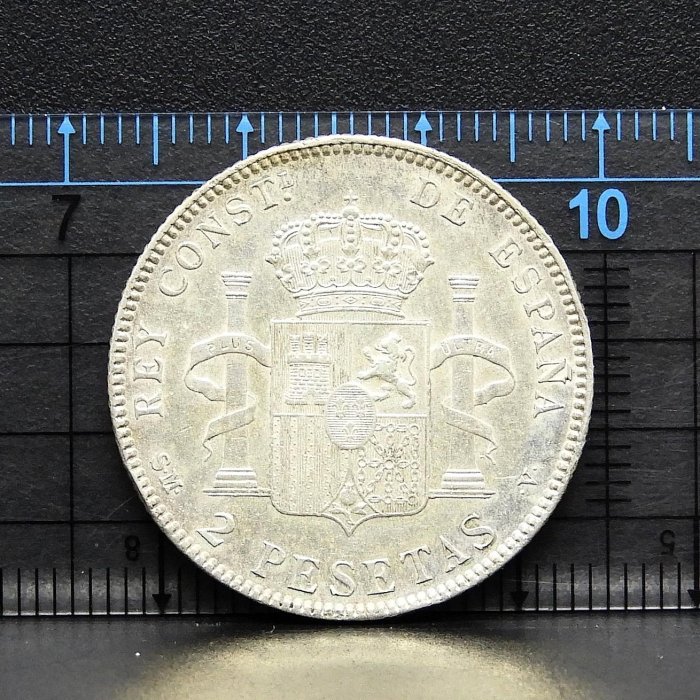 【周日結標】(J073-8)=1905年 西班牙 青年阿方索13世2比塞塔銀幣=1枚=重約9.4g =保真 | Yahoo拍賣