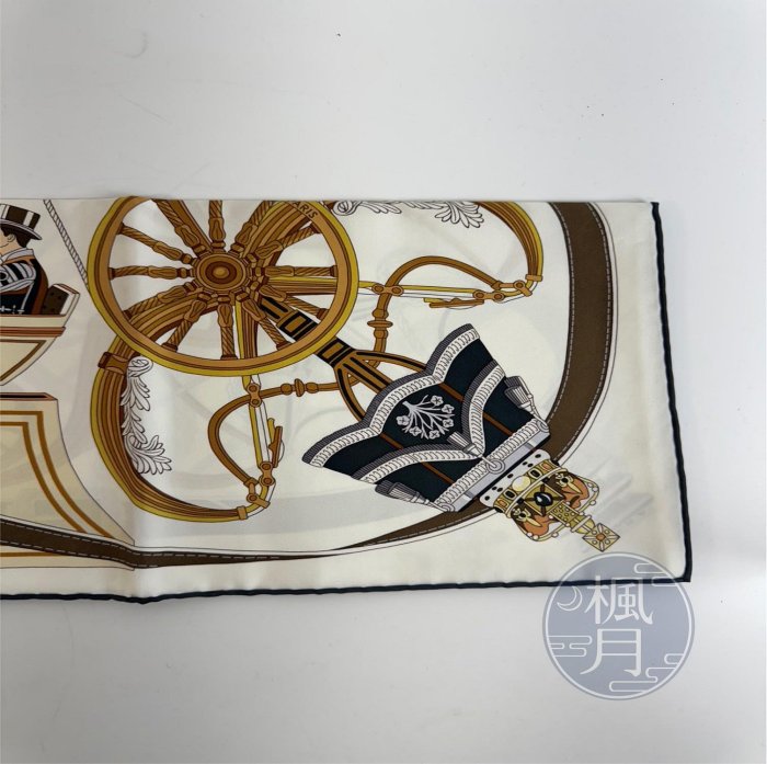 HERMES 白底 綠馬頭 STATELY WHEELS 絲巾 90x90 | Yahoo拍賣