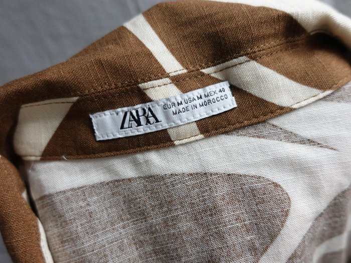 CA 西班牙品牌 ZARA 花紋 混紡 寬版 古巴領 短袖襯衫 M號 一元起標無底價E198 | Yahoo拍賣