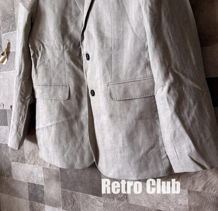 Retro CLUB【一元起標】【全新】英國品牌 Ted Baker Linen Herringbone Jacket 灰色 亞麻 西裝外套 J251043 | Yahoo拍賣