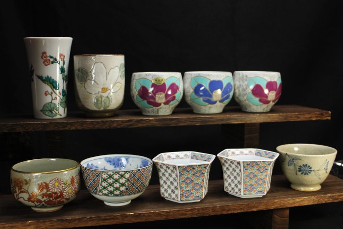 【桑園の】日本有田燒/九谷燒/京紫龍峰... 染付 色繪 湯吞 瓷器 陶器 茶杯 10件一拍 Q 4140 | Yahoo拍賣