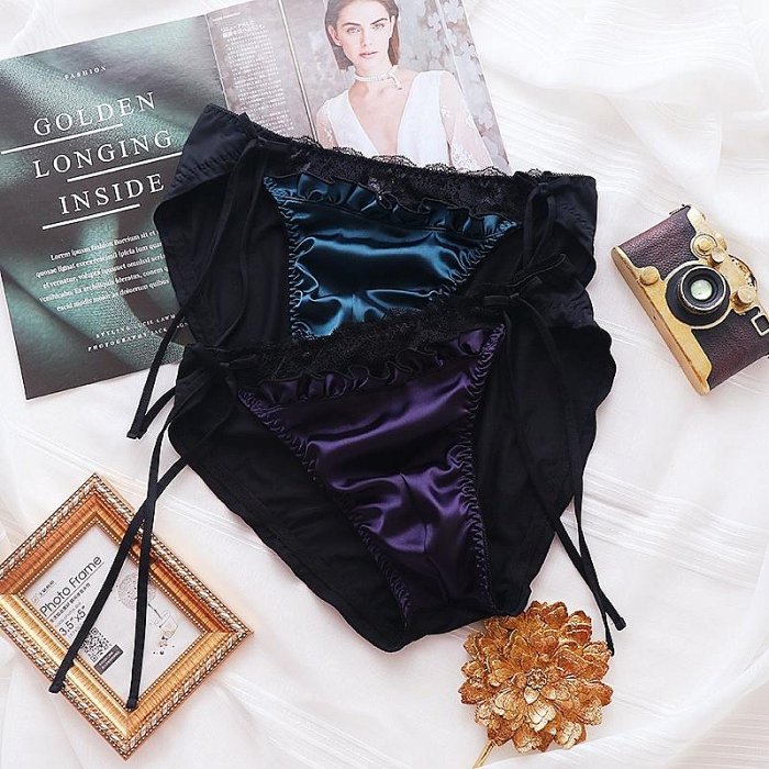 【限時】【下殺】偽娘內褲男士蕾絲絲綢花邊性感內褲【有囊袋】 男式柔軟健康舒適彈力三角內褲絲滑 | Yahoo拍賣