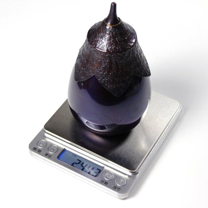 【桑園の】日本茶道具 幸來堂 244g 茄子 紫金銅 銅製茶入 共巾共箱 Q 11193 | Yahoo拍賣