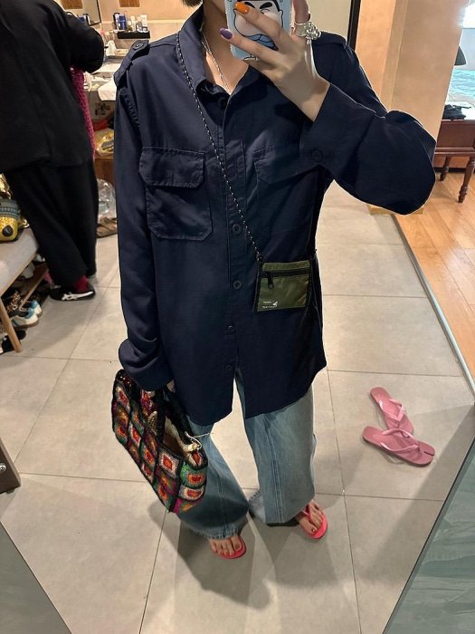 NL Select Shop ．高級感工裝風中長款寬鬆休閒長袖襯衫 舒適天絲上衣 | Yahoo拍賣