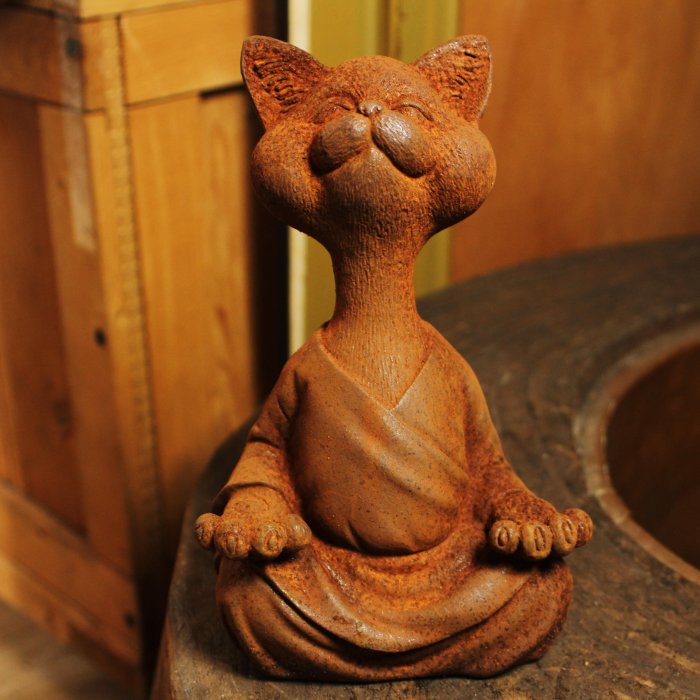 【桑園の】禪修 靈貓 瑜珈心靈 療育 鐵製 門檔 雕件 1元起標 Q 12232 | Yahoo拍賣