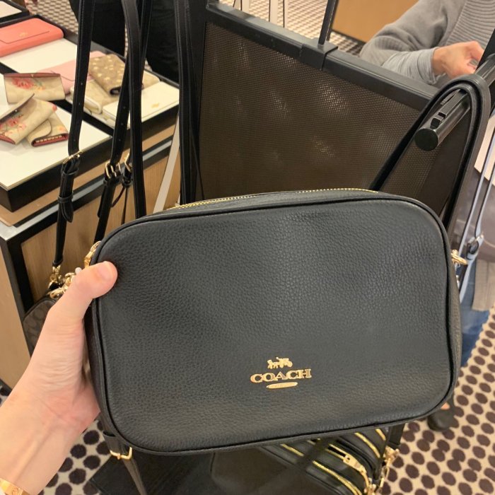 琪琪Outlet代購 Coach 39856 新款素面全牛皮雙拉鏈斜挎包 雙隔層肩背包 女士手拿包 附代購憑證 | Yahoo拍賣