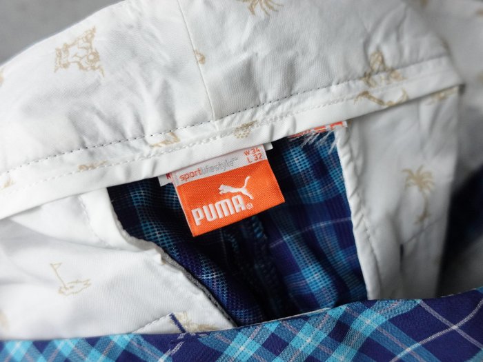 CA 德國運動品牌 PUMA 格紋 合身版 高爾夫 休閒長褲 34腰一元起標無底價C129 | Yahoo拍賣