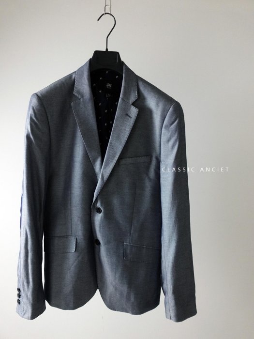 CA 瑞典品牌 H&M 灰藍 合身版 休閒西裝外套 EUR 48號 一元起標無底價C459 | Yahoo拍賣