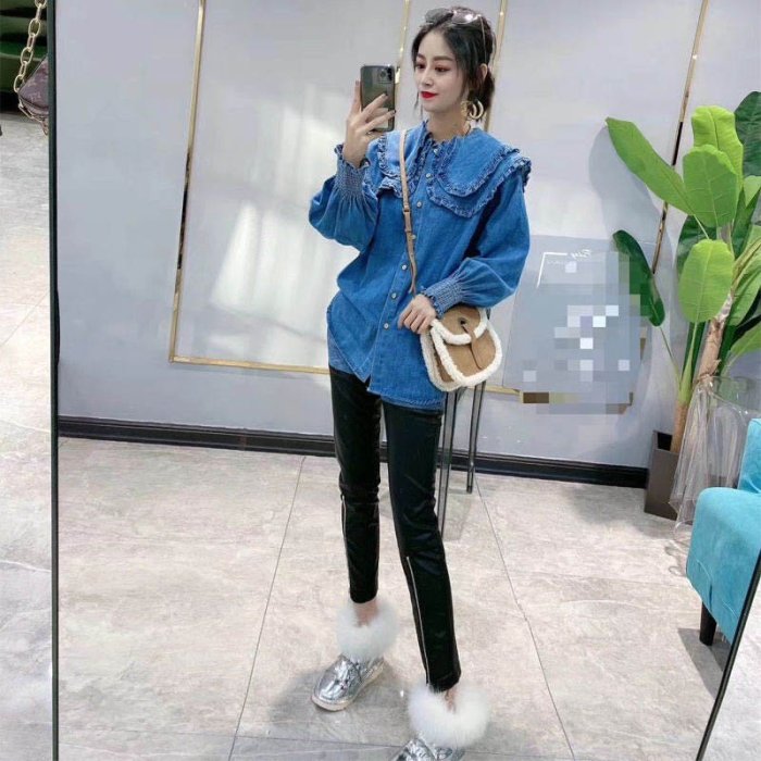 時尚設計荷葉邊甜美牛仔外套上衣（蔡裴琳三立八點檔劇中穿搭） | Yahoo拍賣