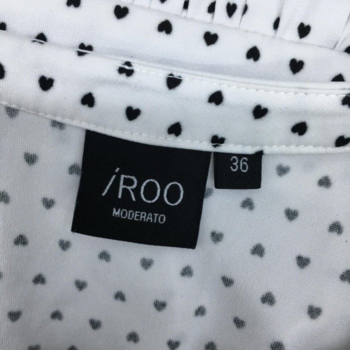 【愛莎＆嵐】 iROO 女 白色圓領短袖愛心印花洋裝/36 11406 03 | Yahoo拍賣